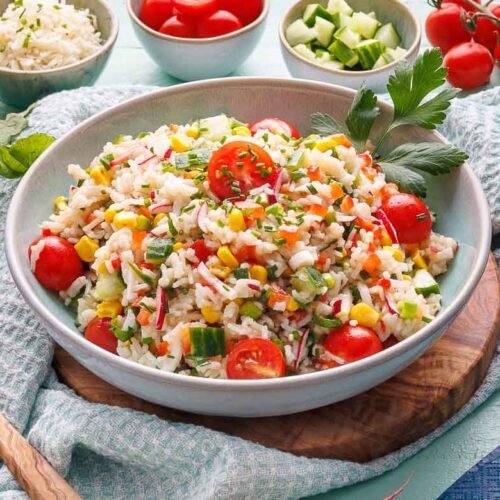 Klassischer Reissalat mit Gemüse - emmikochteinfach